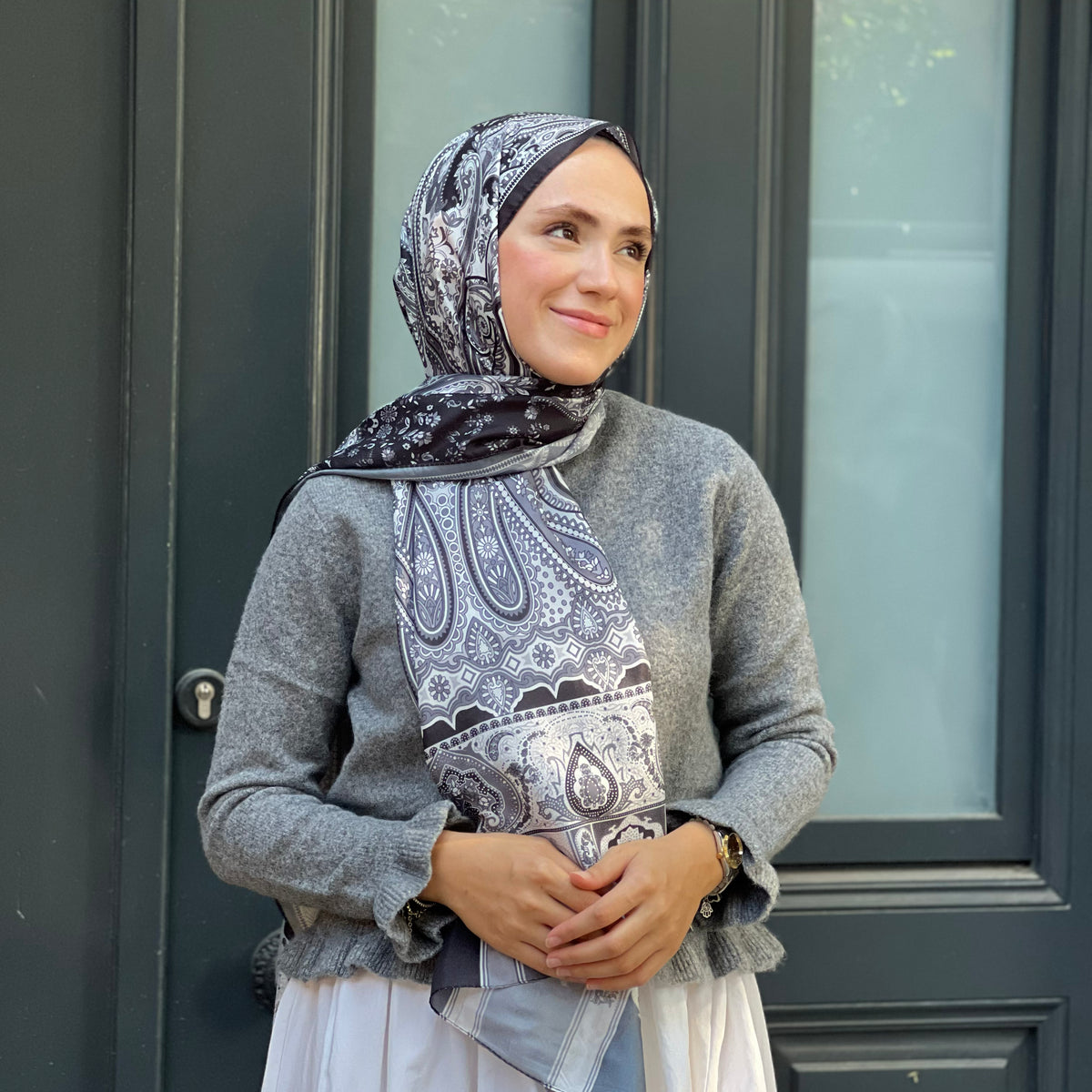 Pro Line Etro Desen Şal - Siyah - Gri – Emproyal